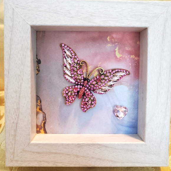 Hand Crafted | Wall Decor | Pink Butterfly In Frame | Poshmark